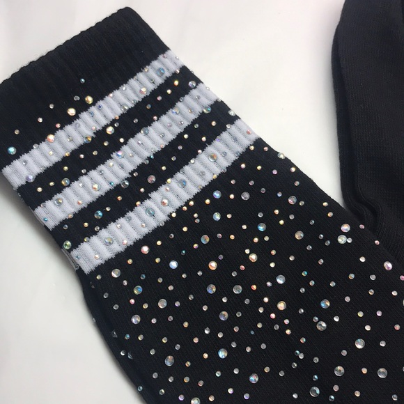 Accessories | 26 Otk Crystal Rhinestone Sock Striped Thigh Knee | Poshmark